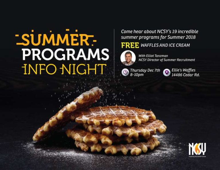 NCSY Summer Program Info Session Tonight, Thursday, at Ellies