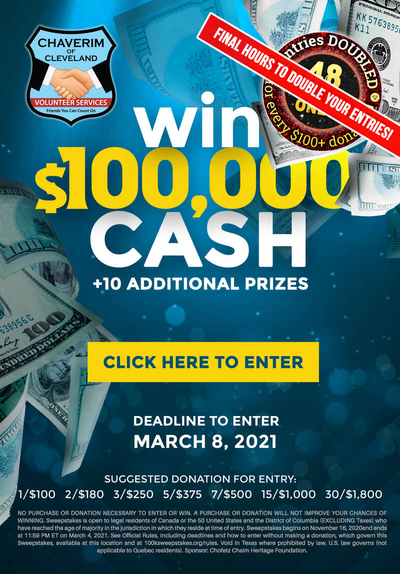 Final Hours to Double Your Entries in the Chaverim Campaign!